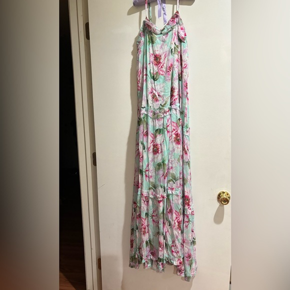 Miss June | Dresses | Miss June Strapless Floral Maxi Dress Pink And ...